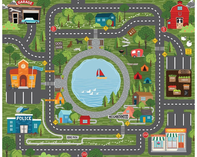 Beep Beep! Digital 36 Inch Canvas Play Mat Panel by Michael Zindell for ...