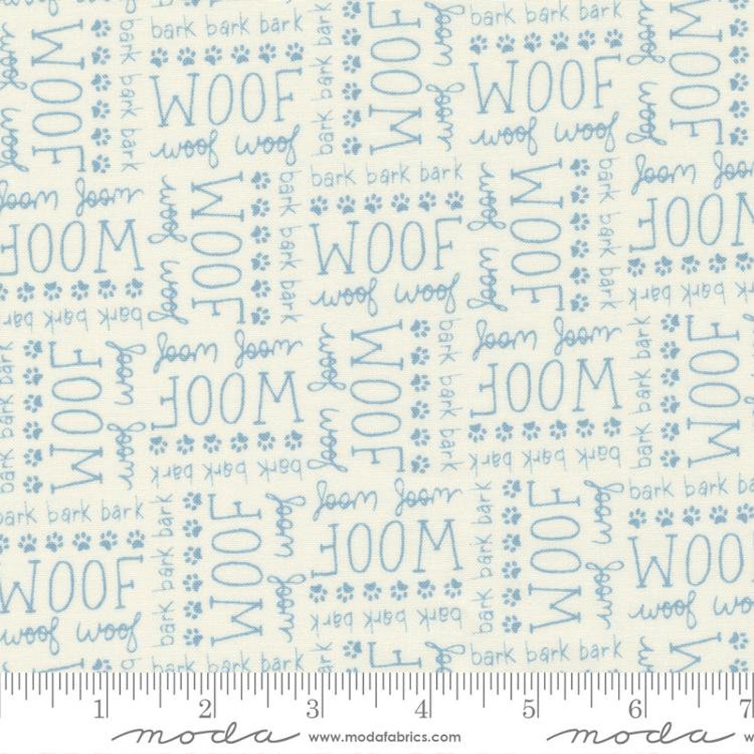 Dog Daze Woof Texts and Words Cream by Stacy Iest Hsu for Moda Fabrics ...