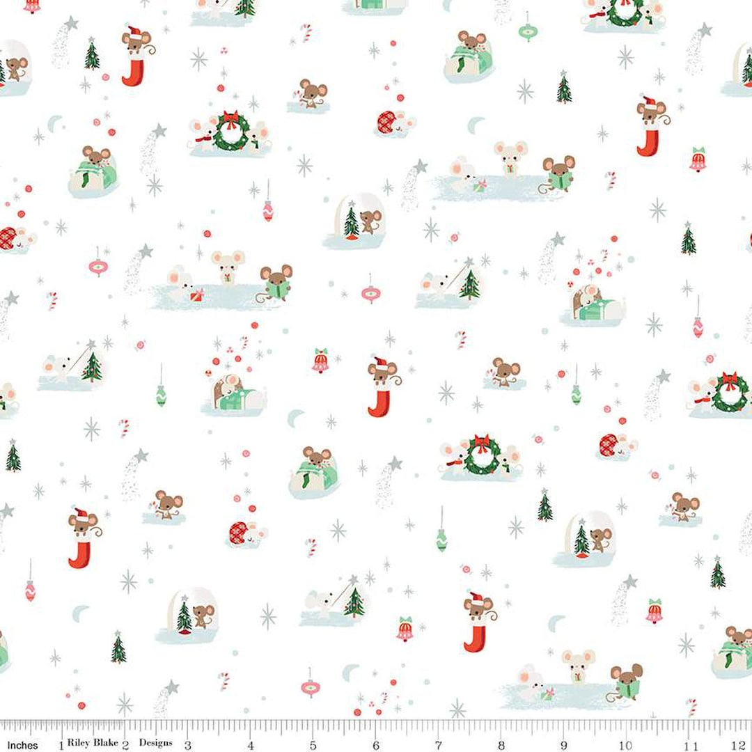 Twas Not Even a Mouse White Sparkle by Jill Howarth for Riley Blake ...