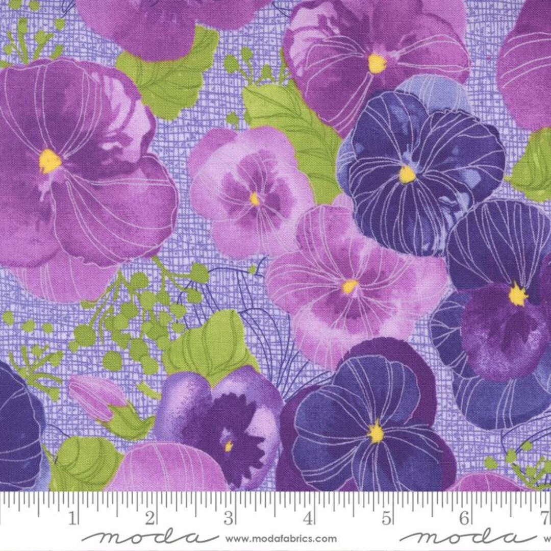 Pansys Posies Main Floral Lavender by Robin Pickens for Moda Fabrics ...