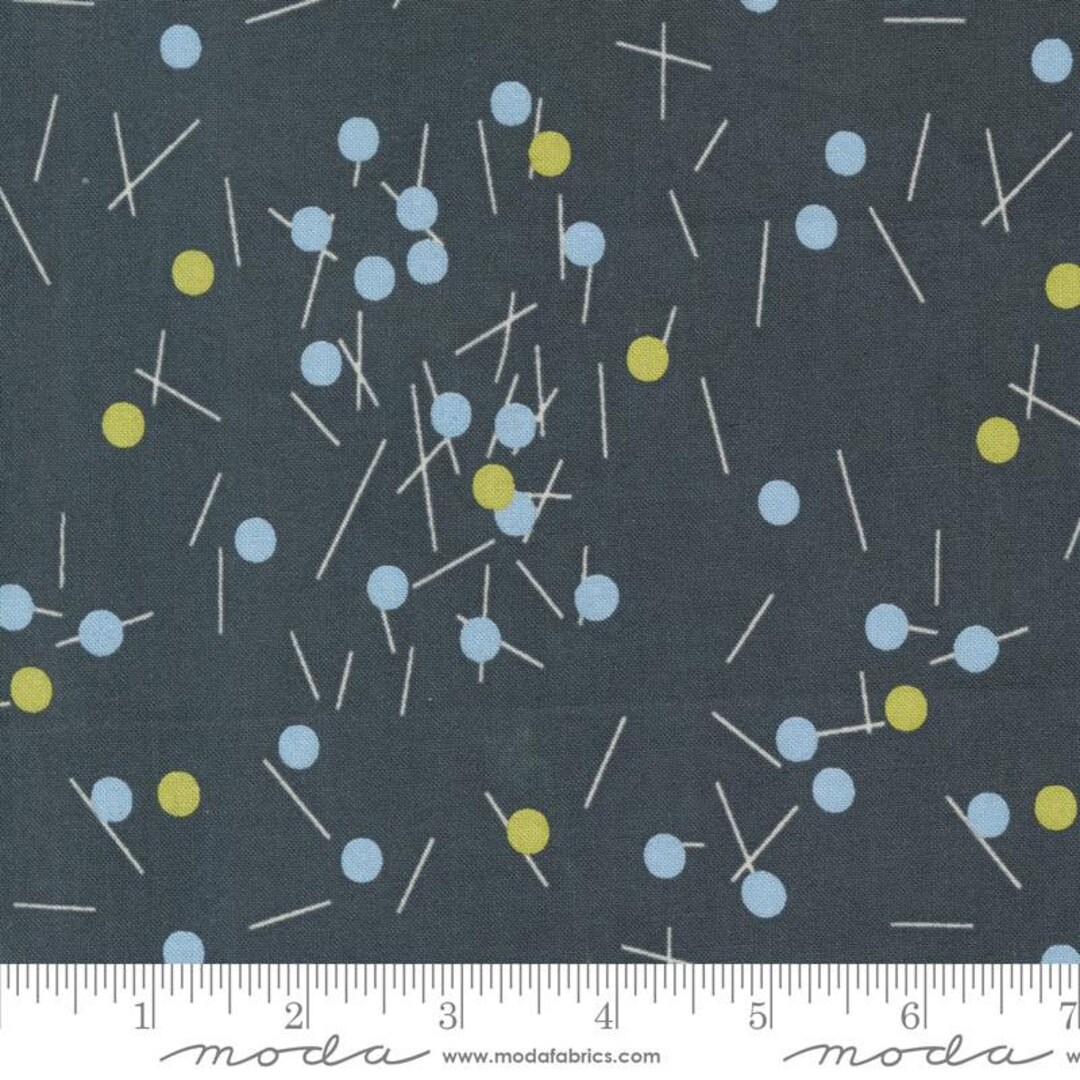 Bluish Pins and Buttons Charcoal by Zen Chic for Moda Fabrics 1825 17 ...