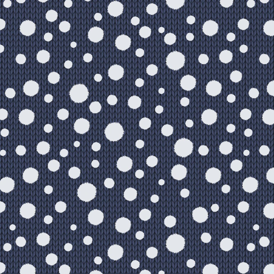 Joyful Snowmen Navy Dots on Knit Texture by Barb Tourtillotte for Henry ...