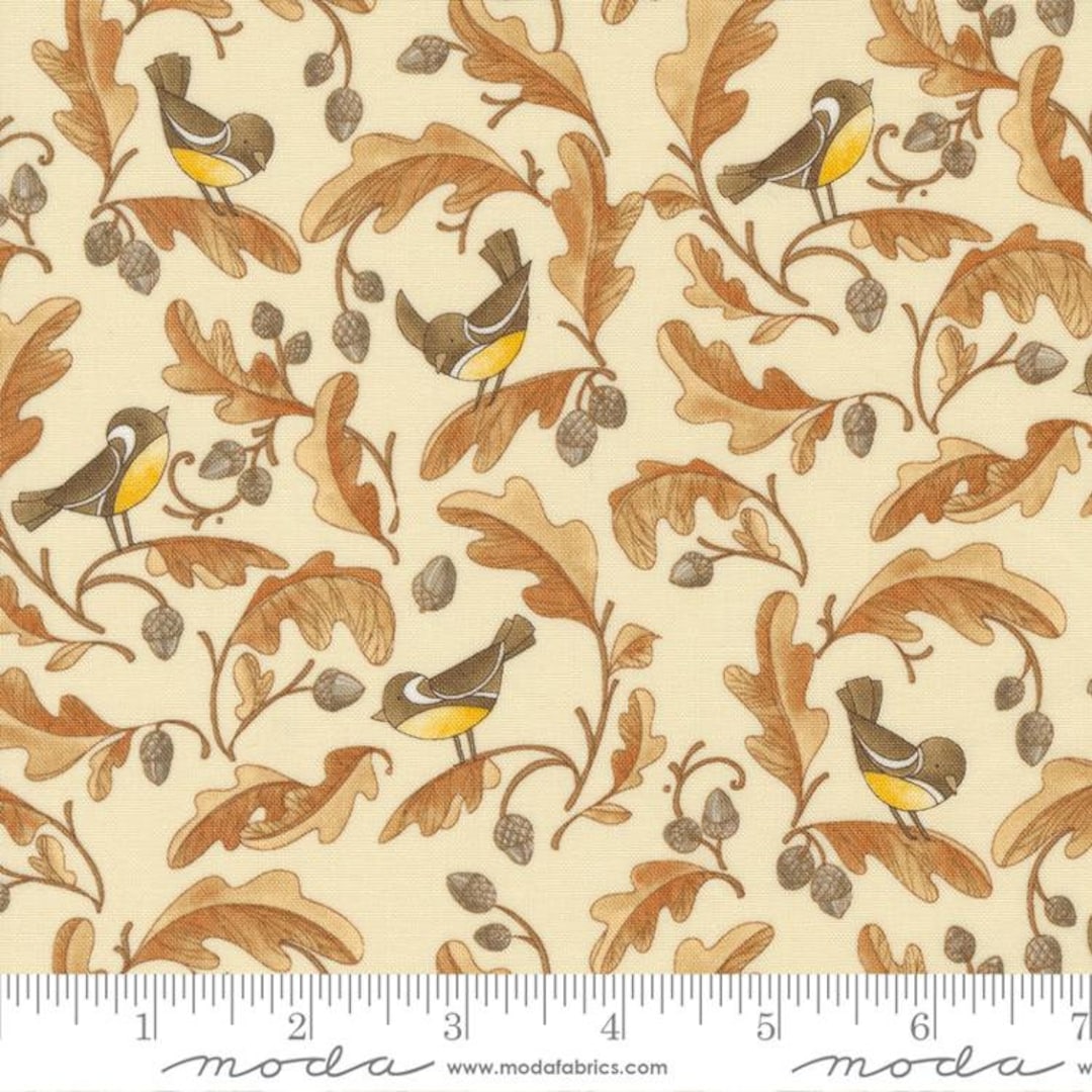 Forest Frolic Chickadees and Acorn Cream by Robin Pickens for Moda ...