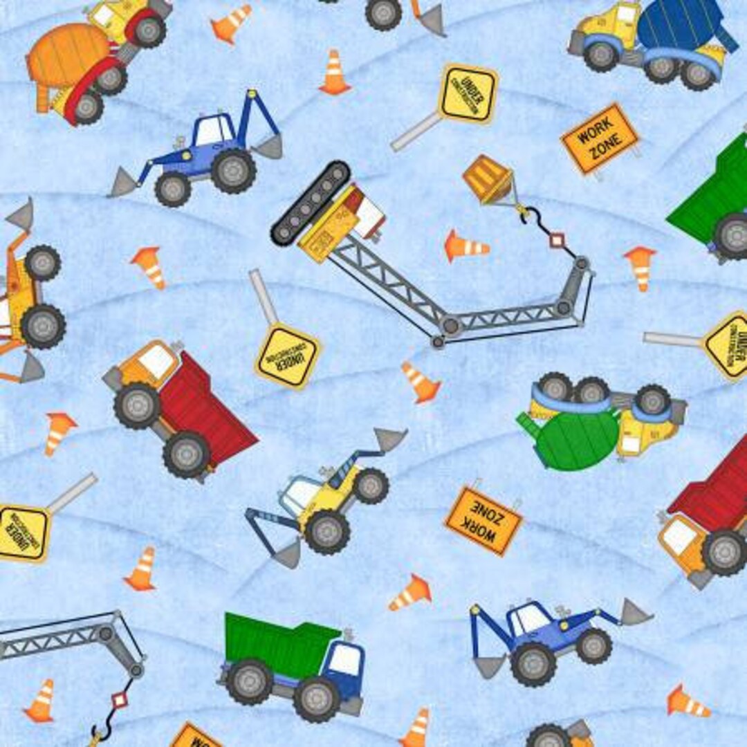 Building Dreams Blue Truck Toss by Jennifer Pugh for Wilmington Prints ...