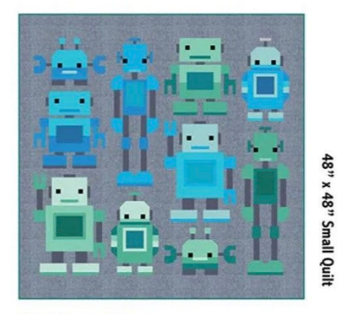 Robots Small Quilt Kit Featuring Planetarium 48" X 48" -fabric for Top ...