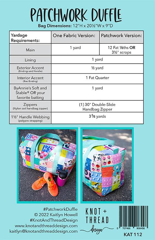 Patchwork Duffle Pattern by Knot and Thread Design KAT112 This is a PAPER Pattern - Etsy