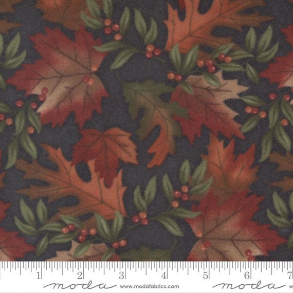 Fall Melody Flannel Large Leaves Black by Holly Taylor for - Etsy