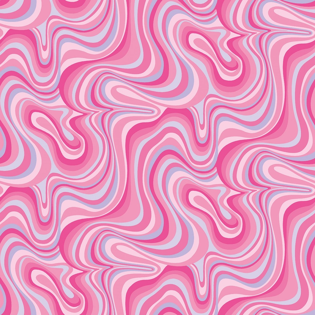Chasing Rainbows Pink Wavy Geometric by Emily Dumas for Henry Glass ...