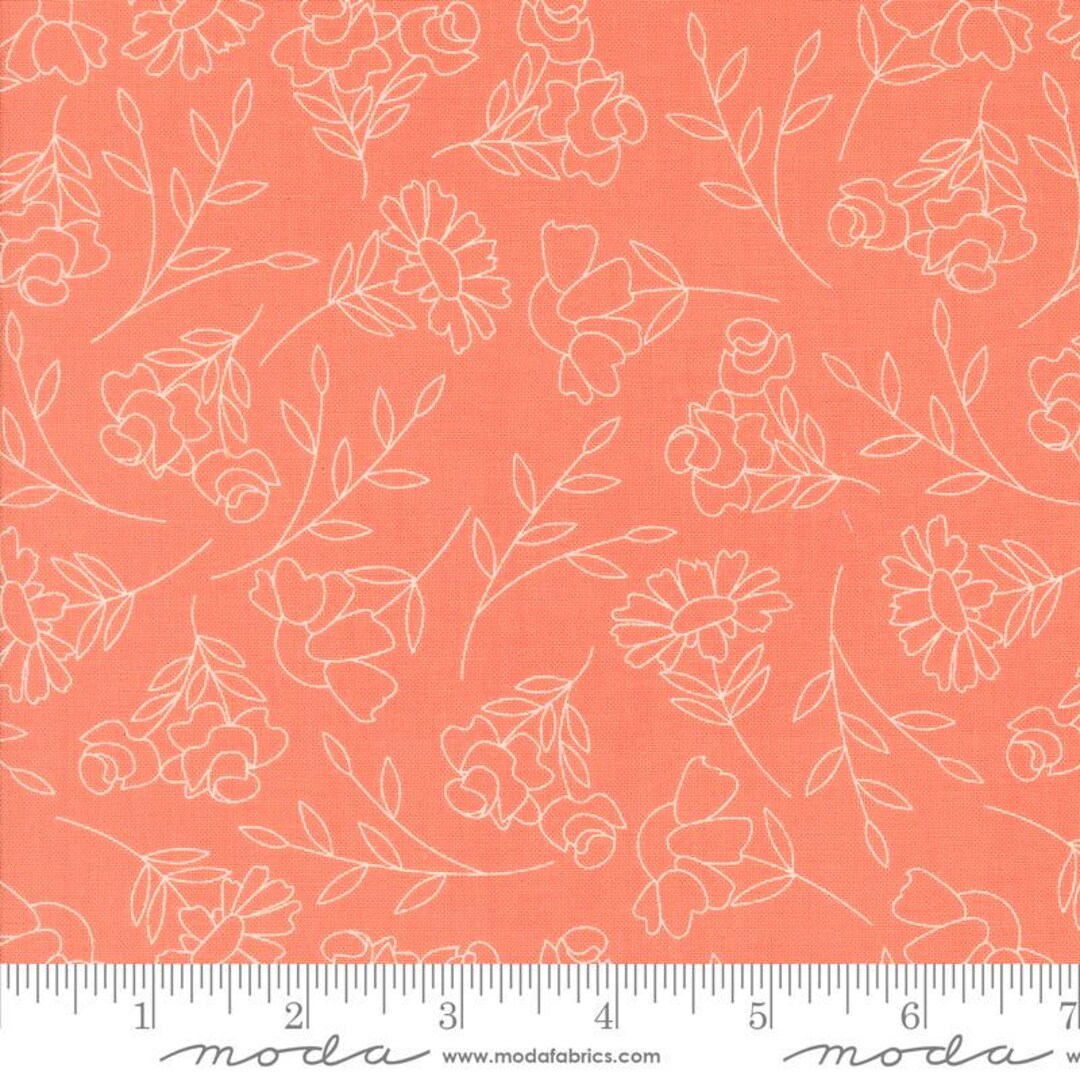 Abloom Spring Sketch Coral by Corey Yoder for Moda Fabrics 29211 12 This Fabric is Sold in HALF ...