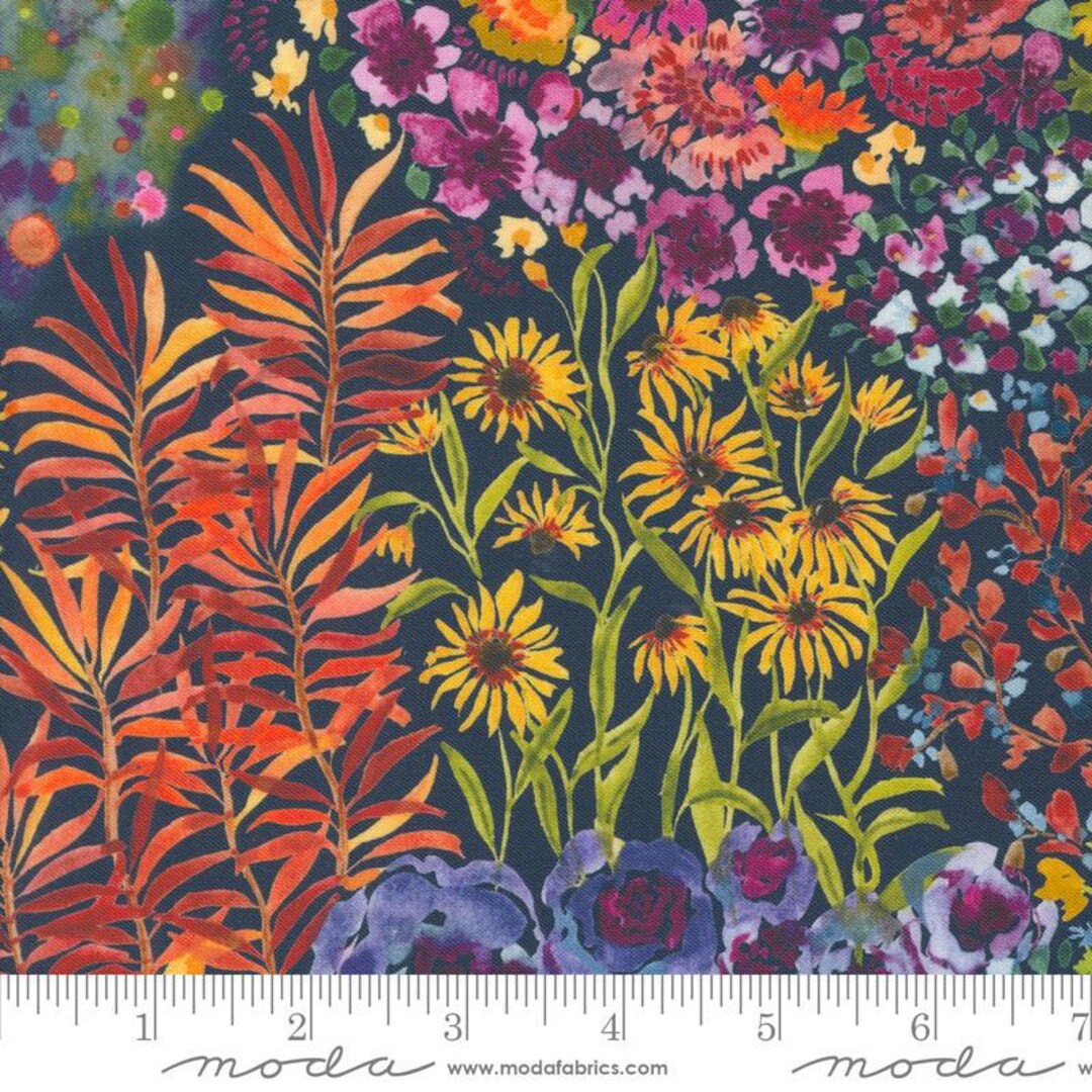 Floribunda Flower Child Midnight by Create Joy Project for Moda Fabrics ...