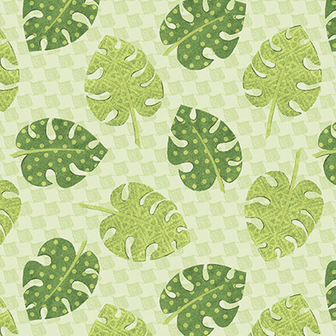 At the Zoo Tossed Leaves Green by Nicola Mason for Studio E 6606-66 ...