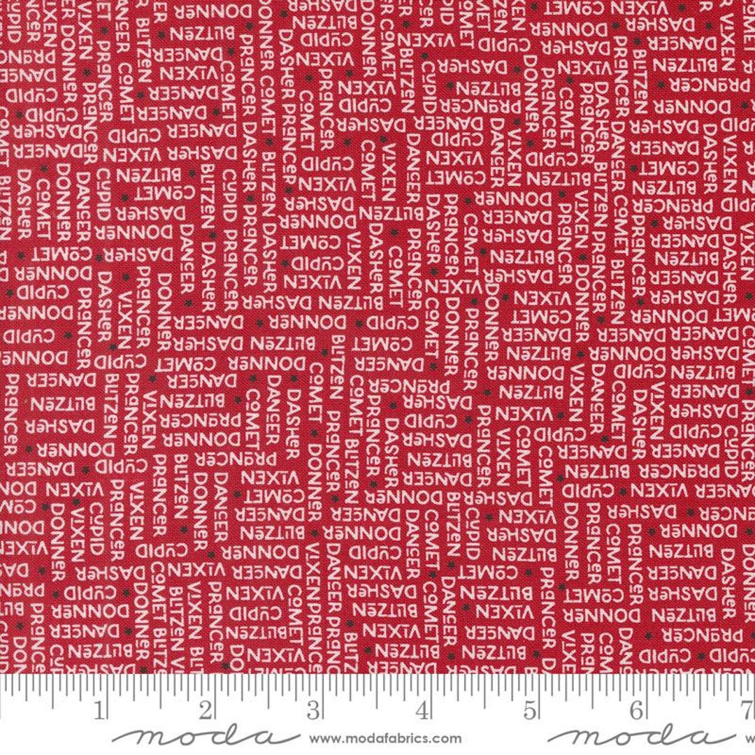 On Dasher Reindeer the Herd Red by Sweetwater for Moda Fabrics 55663 12 ...