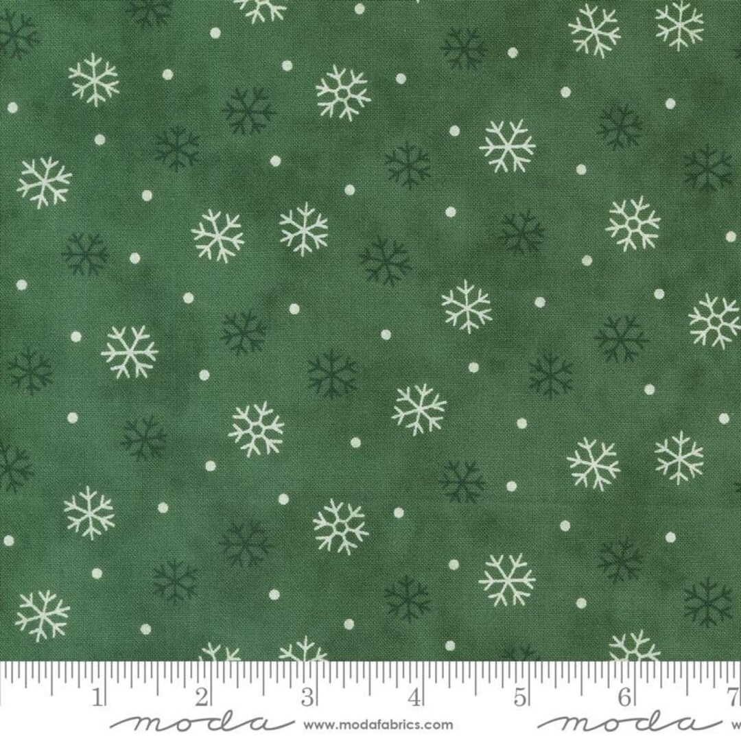 Woodland Winter Snowflake Toss Pine Green by Deb Strain for Moda ...