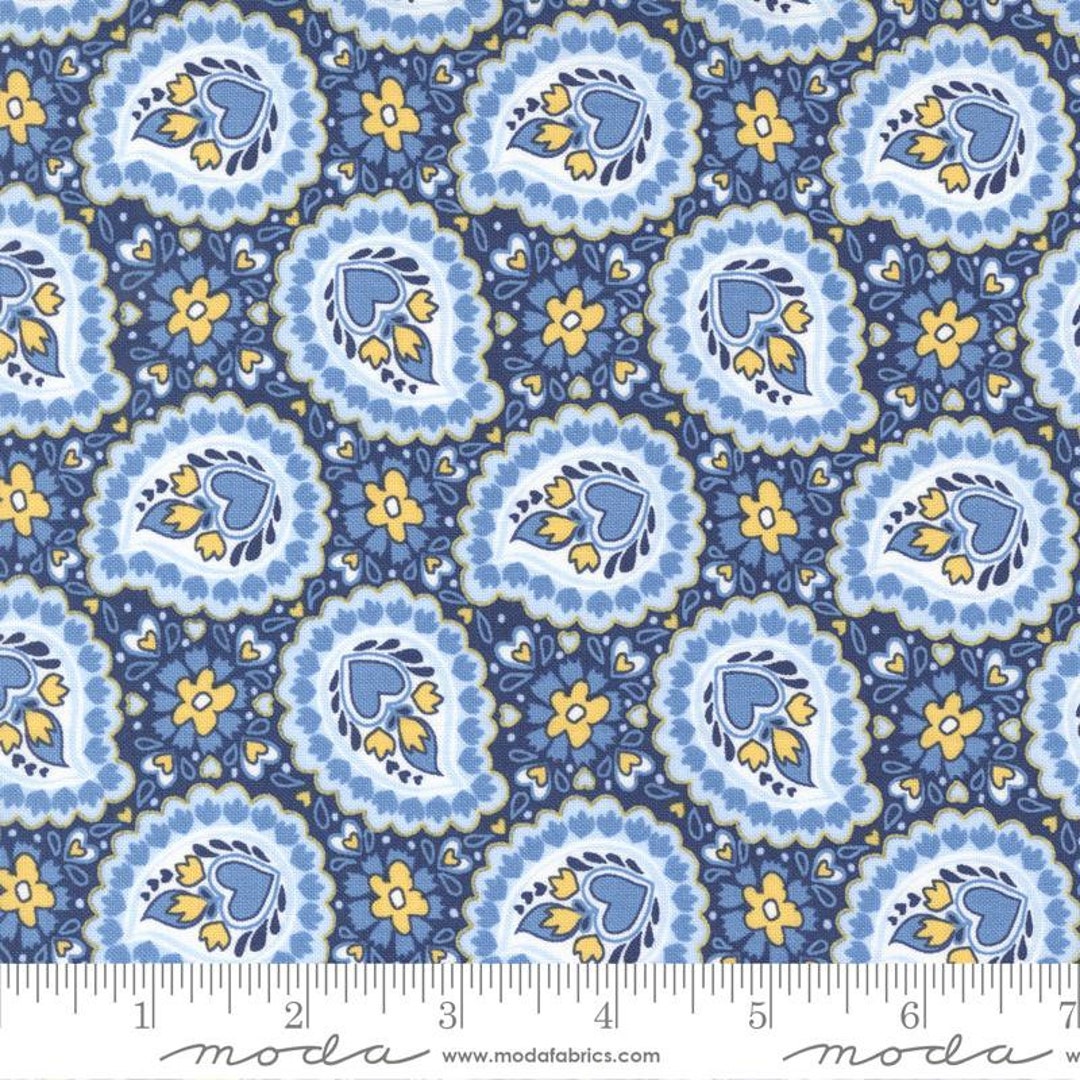 Sunflowers in My Heart Paisley Dusk by Kate Spain Designs for Moda ...