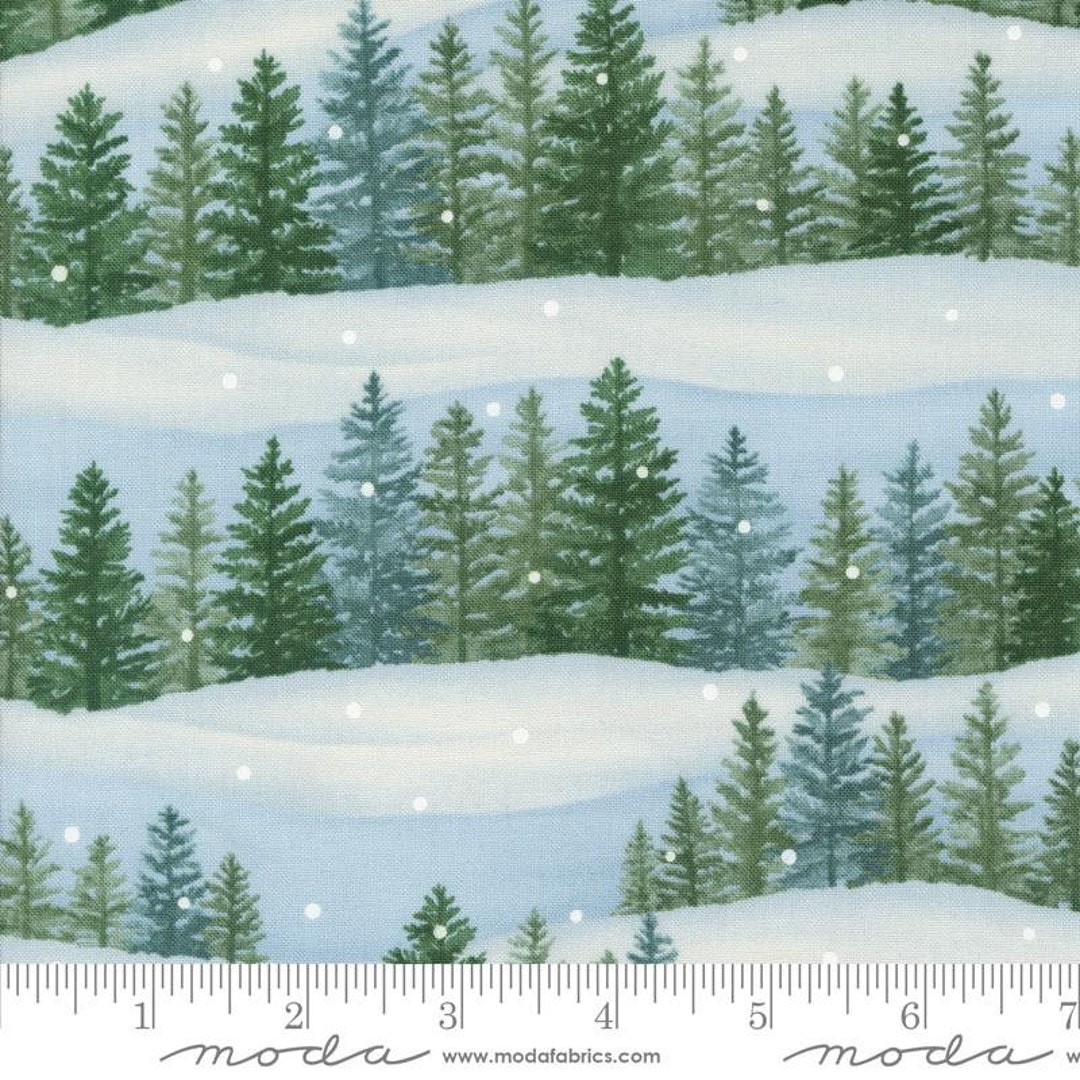 Woodland Winter Winter Tree Line Sky Blue by Deb Strain for Moda ...