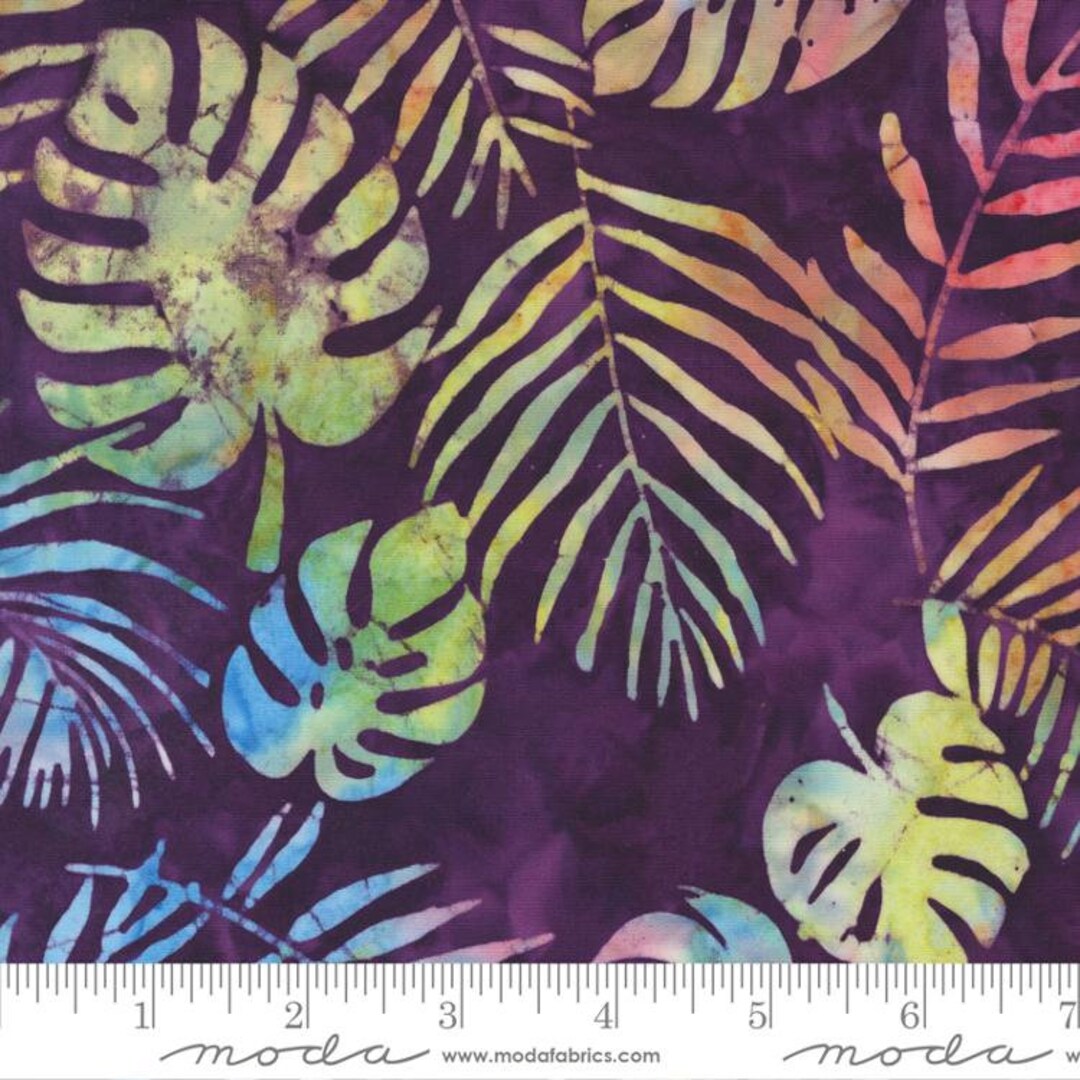 Beachy Batiks Leaves Purple Tang by Moda Fabrics 4362 45 Sold in HALF ...