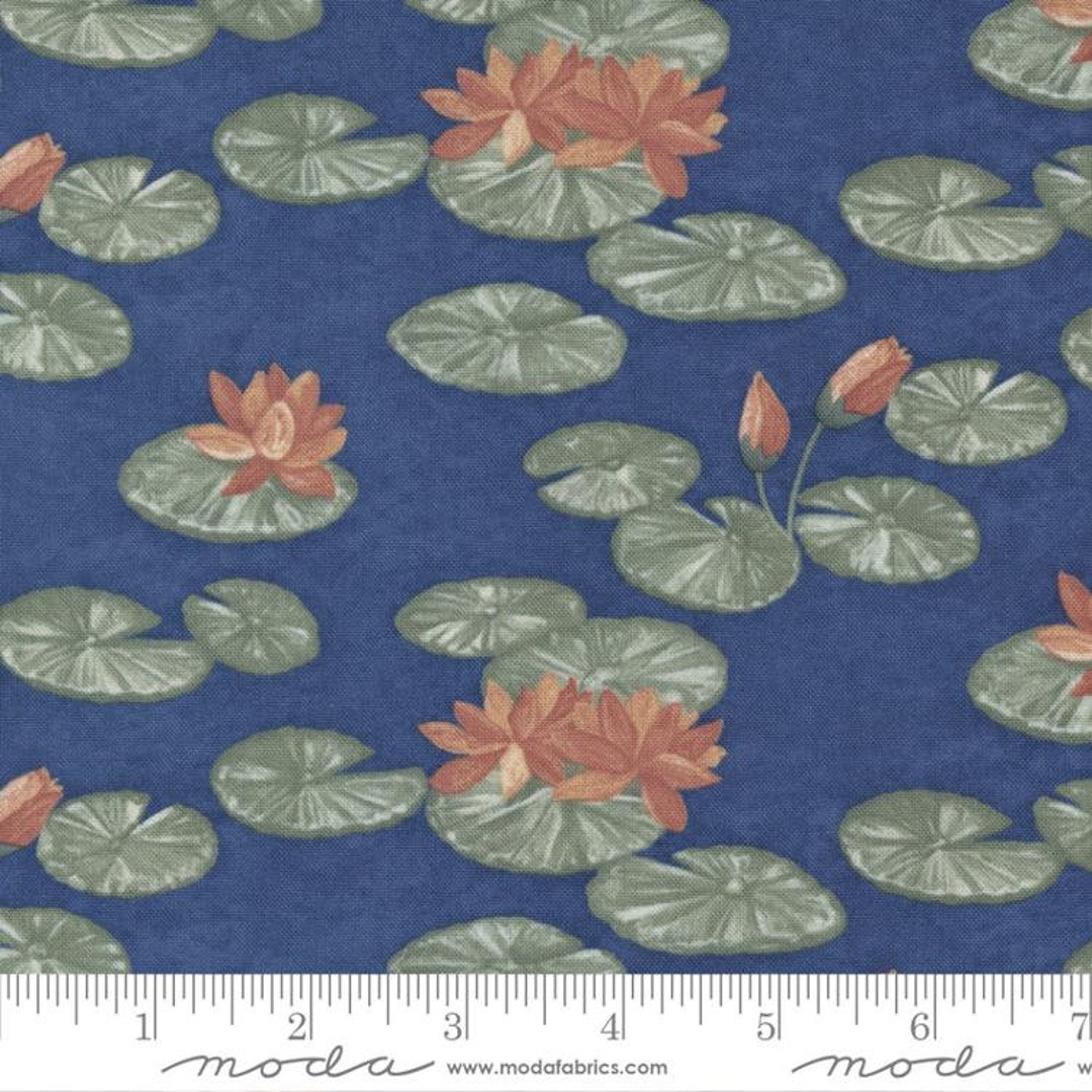 11" End of Bolt Cut Watermarks Lily Pads Indigo by Holly Taylor for ...