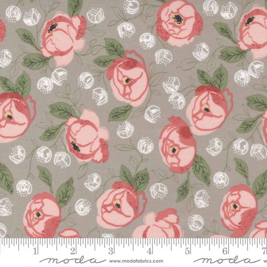 Country Rose Bouquet Taupe by Lella Boutique for Moda Fabrics 5170 16 ...