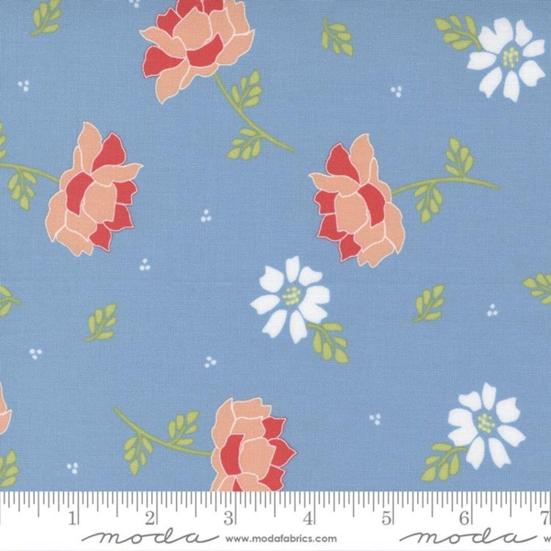Emma Flourish Bluebell by Sherri and Chelsi for Moda Fabrics 37630 19 ...