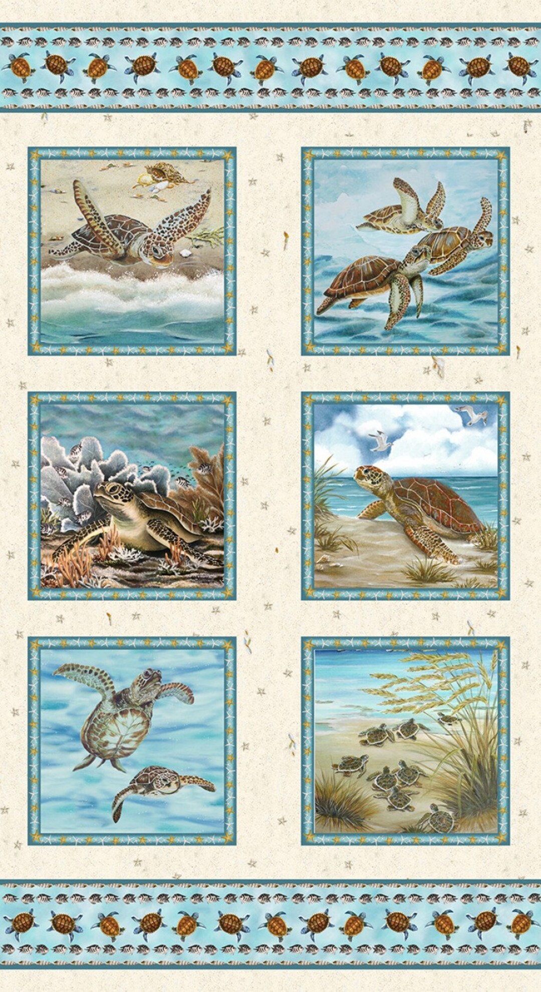 Turtle March Turtle Blocks Panel 24 Inch Panel by Lisa Marie Sparling ...