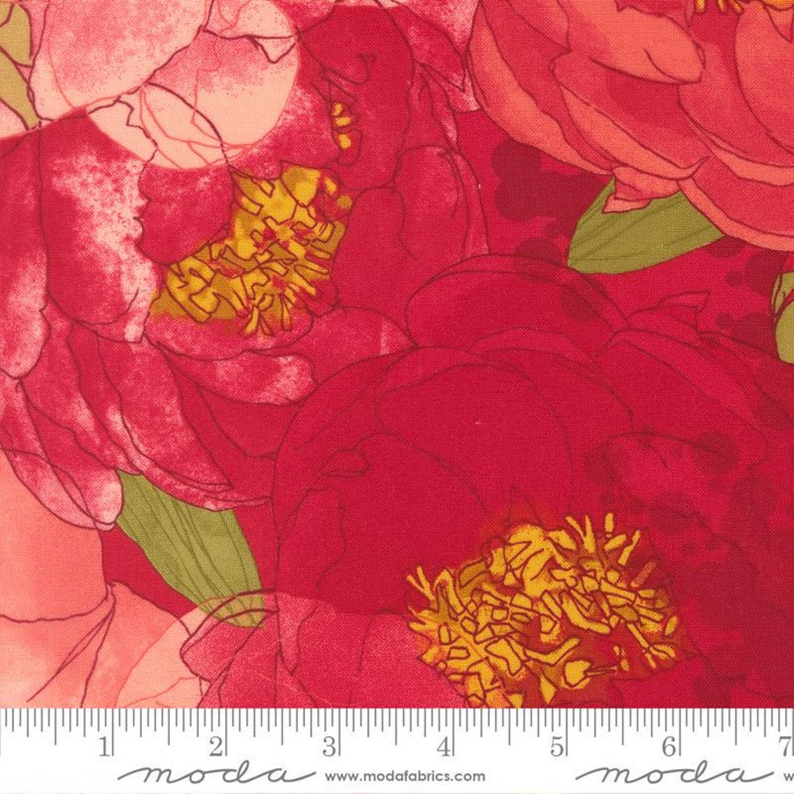 Darling Peony Peonies Lipstick by Robin Pickens for Moda Fabrics 48790 ...