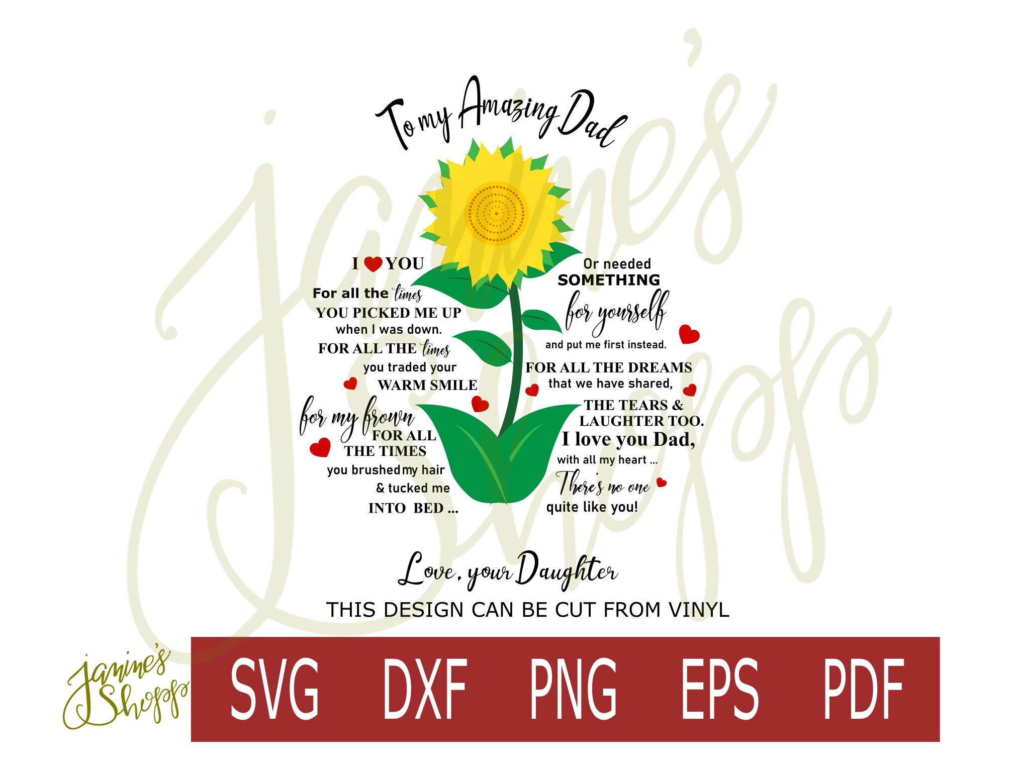 Svg Png to My Amazing Dad From Daughter-dxf Eps Pdf for Use - Etsy