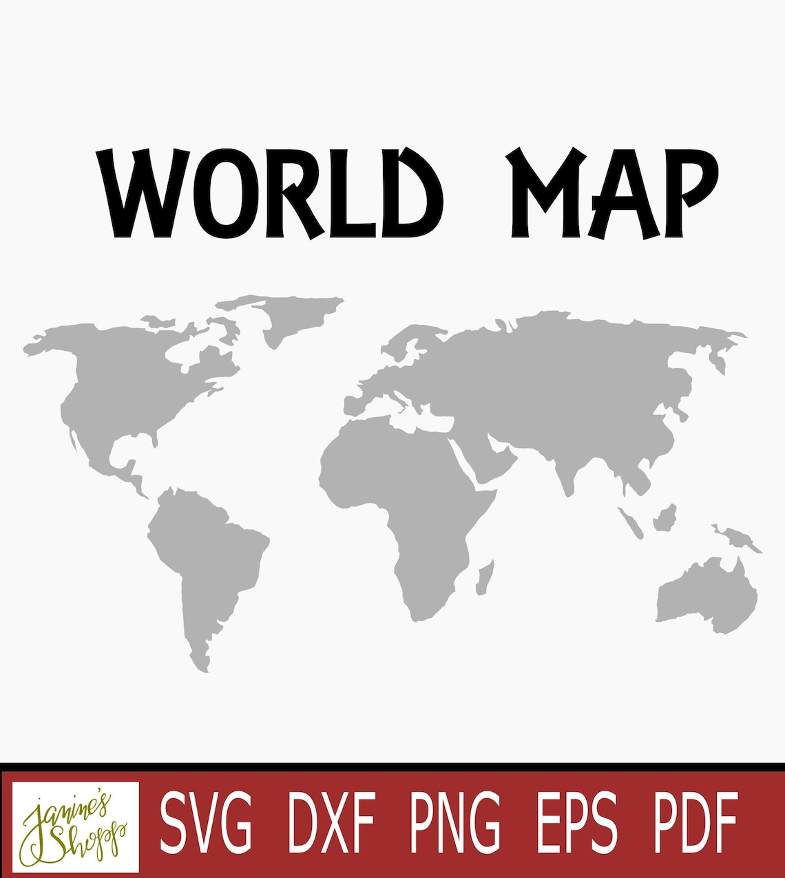 Svg Png Simple World Map Design Dxf Eps Pdf for Use With - Etsy
