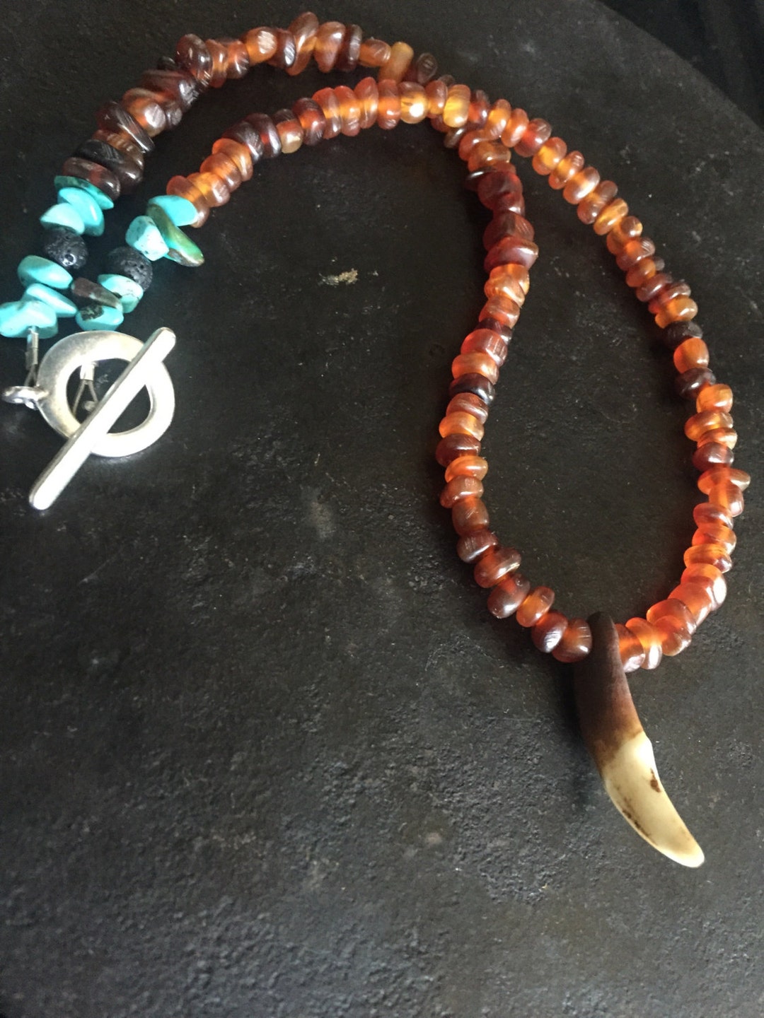 Collar de dientes de lobo y cuernos de animales, collar de dientes de ...