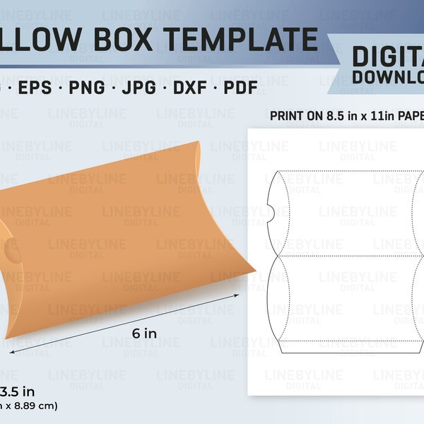 Printable Pillow Box - Etsy