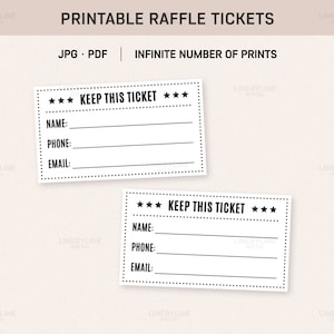 Printable Raffle Ticket, Blank Raffle Ticket, Raffle Ticket Template ...