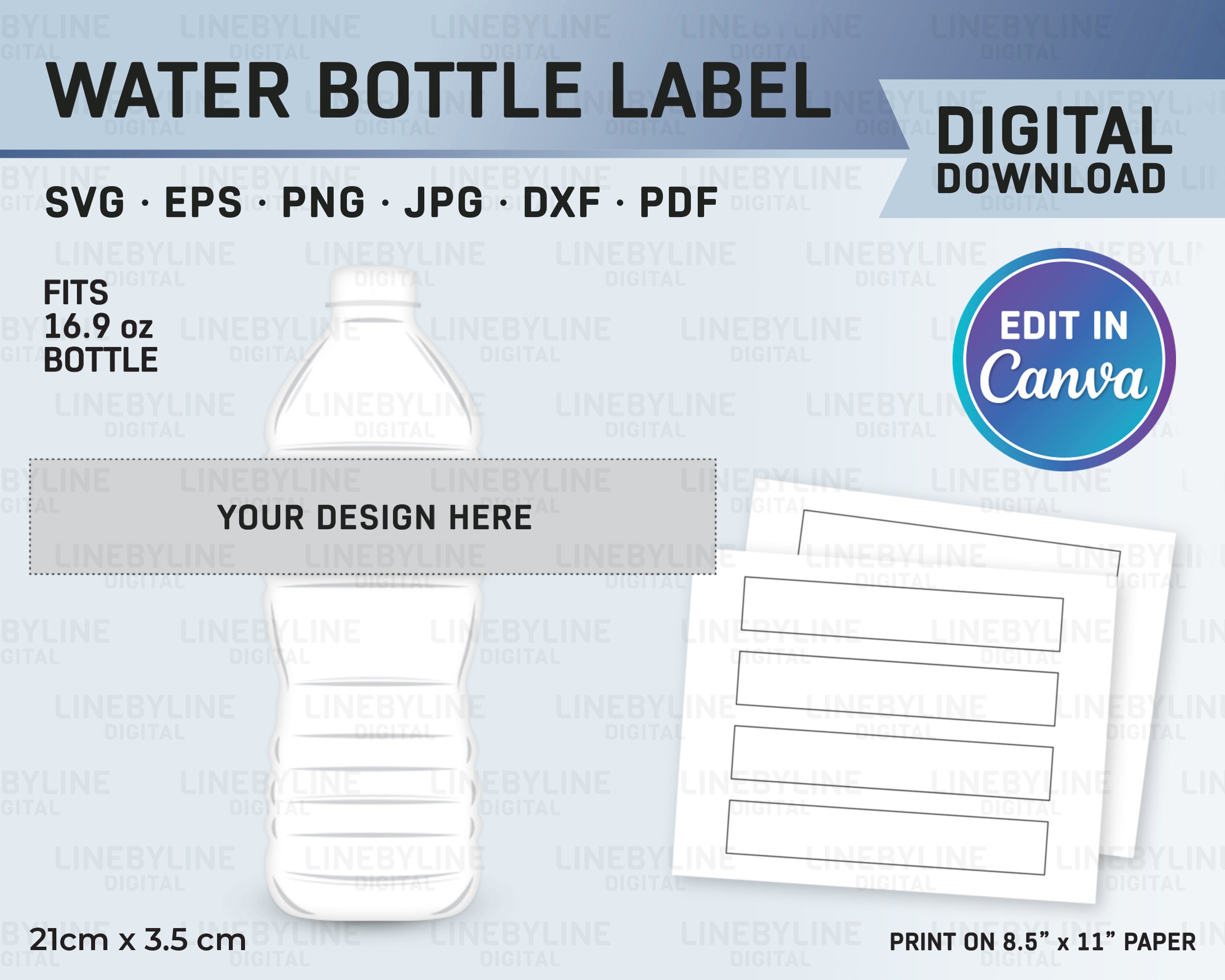 Water Bottle Label Template Water Bottle Label Custom, Water Bottle ...