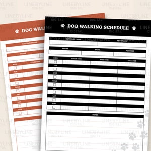 Dog Walking Log, Printable Dog Walking Form, Dog Walk Log Template, Dog ...