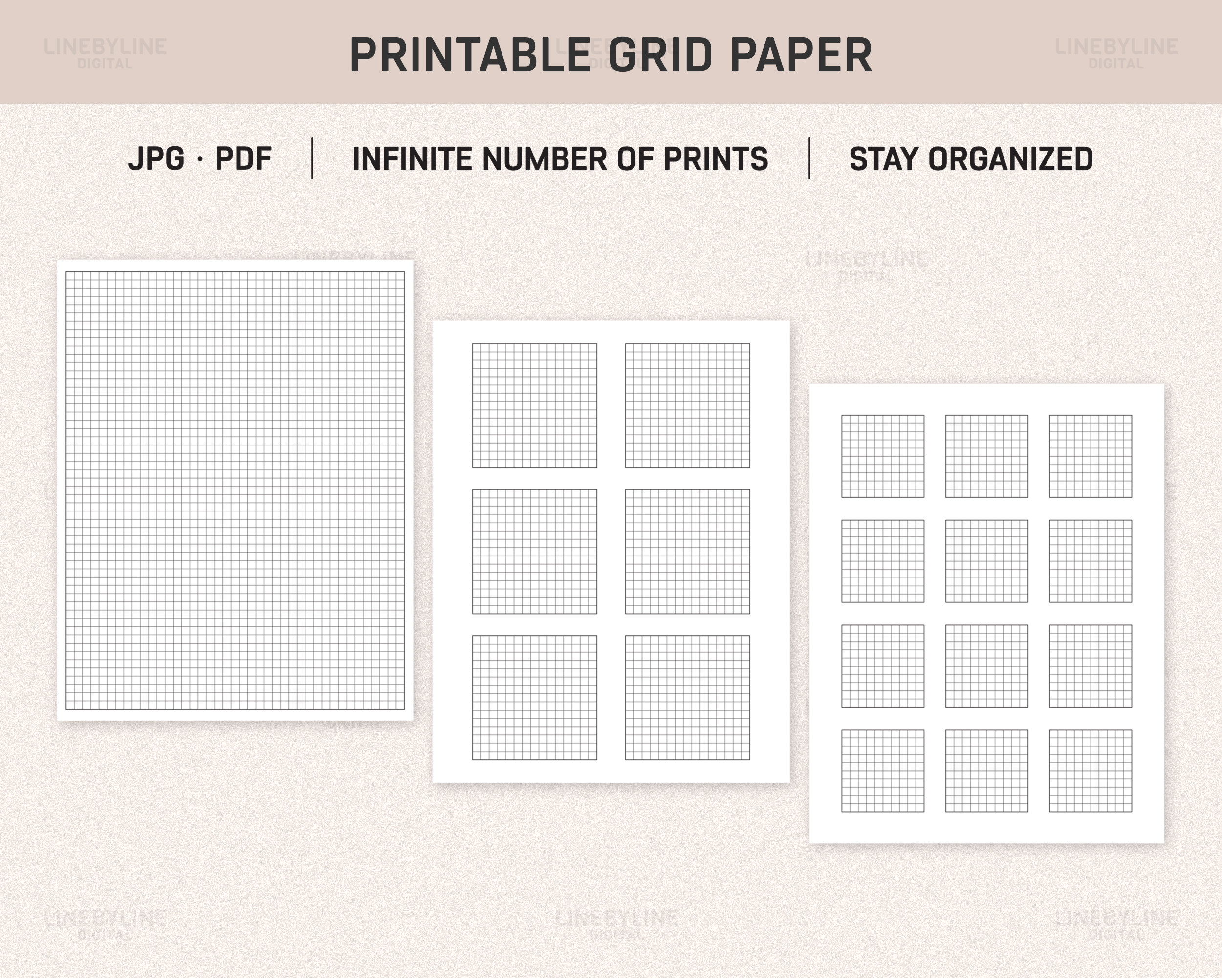 Grid Paper, Blank Grid Paper, Printable Grid Paper, Graph Paper, Blank ...
