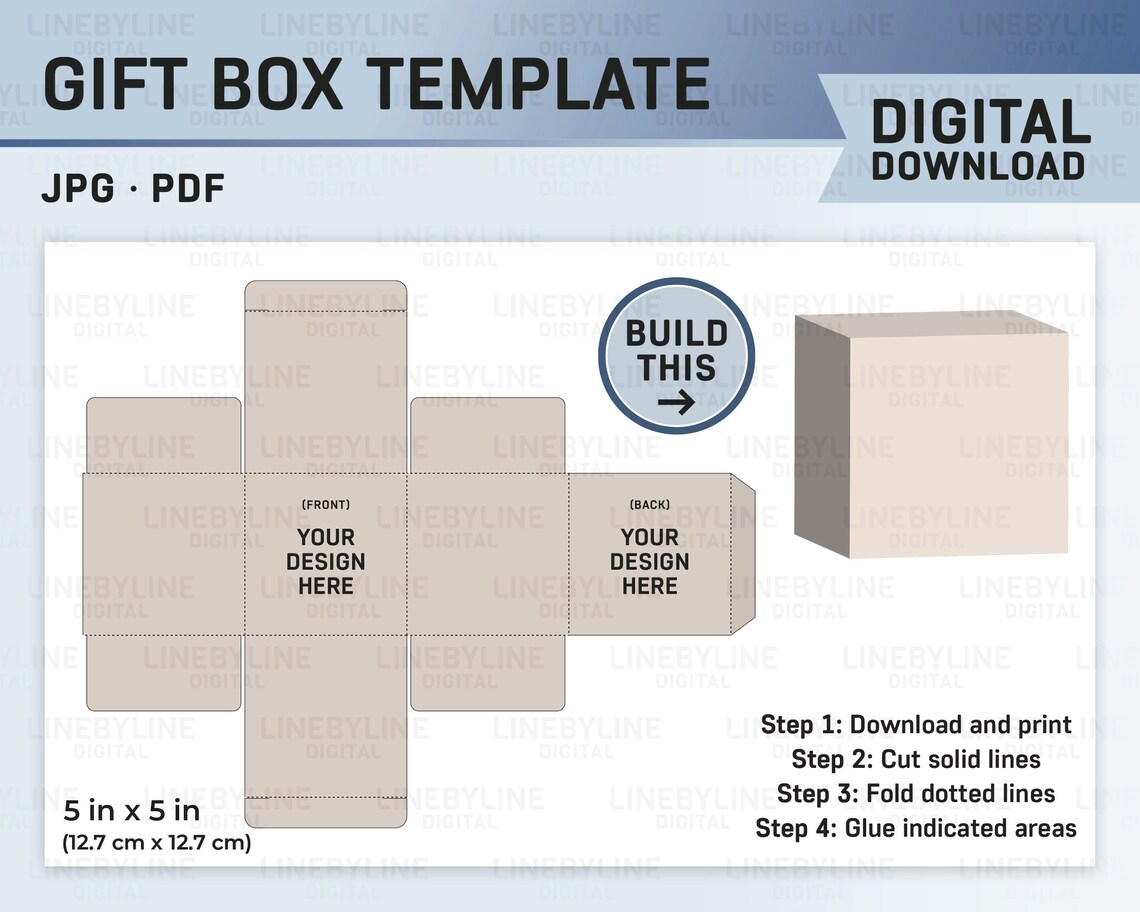 Box Template, Gift Box Template, Candle Holder, Square Box, Box ...