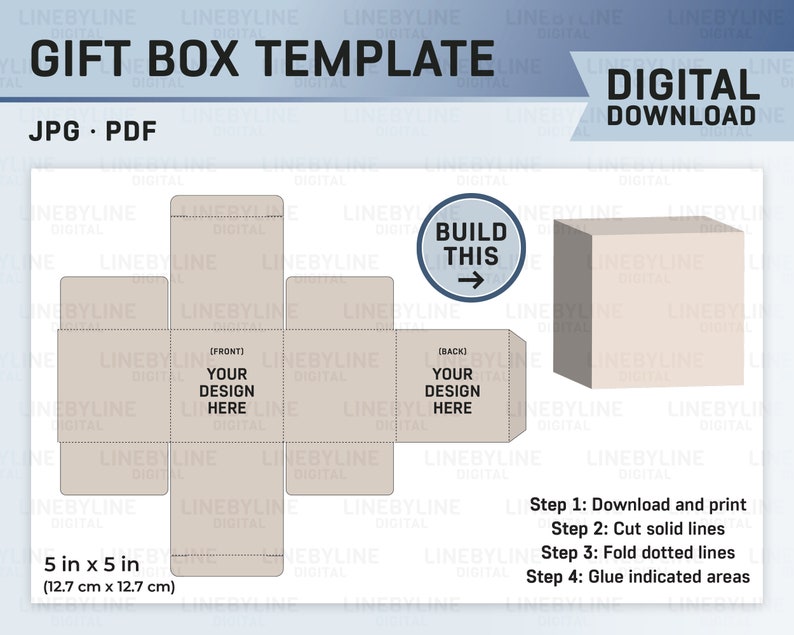 Box Template, Gift Box Template, Candle Holder, Square Box, Box ...