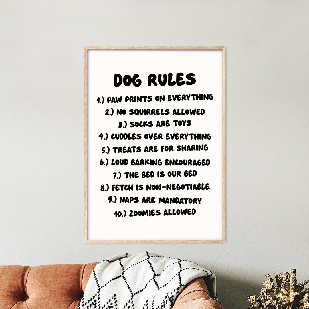 House Rules, Print, Dog Rules Poster, Dog Poster, Doodle Poster Funny ...