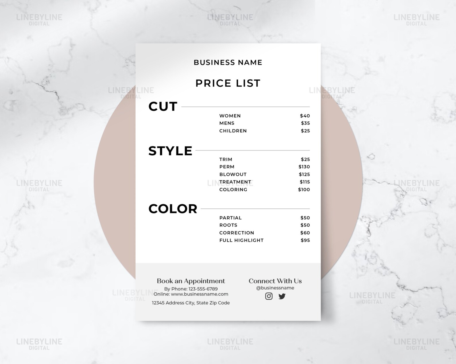 Price List Template Modern Price List Editable Business Pricing List ...