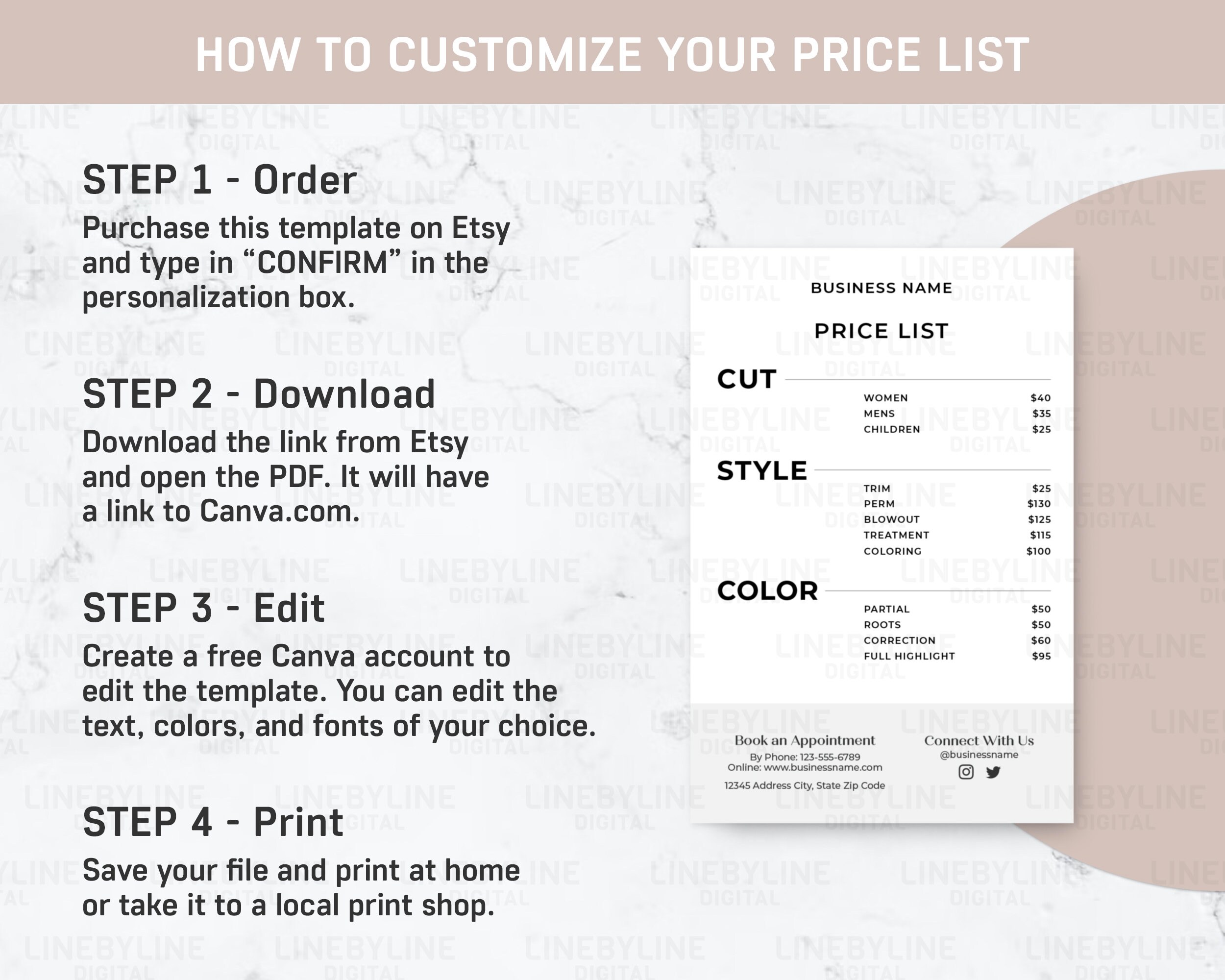 Price List Template Modern Price List Editable Business Pricing List ...