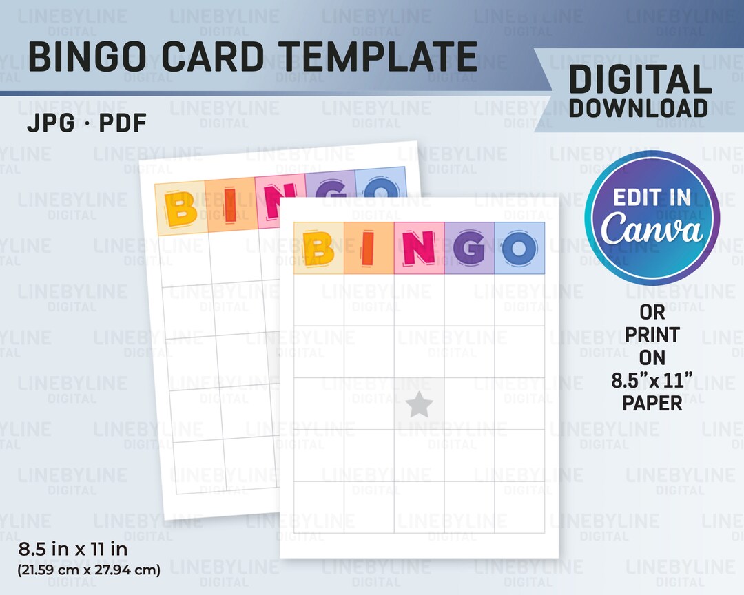 Bingo Template Printable Bingo Card SVG Bingo Card Sheet Bingo Paper ...
