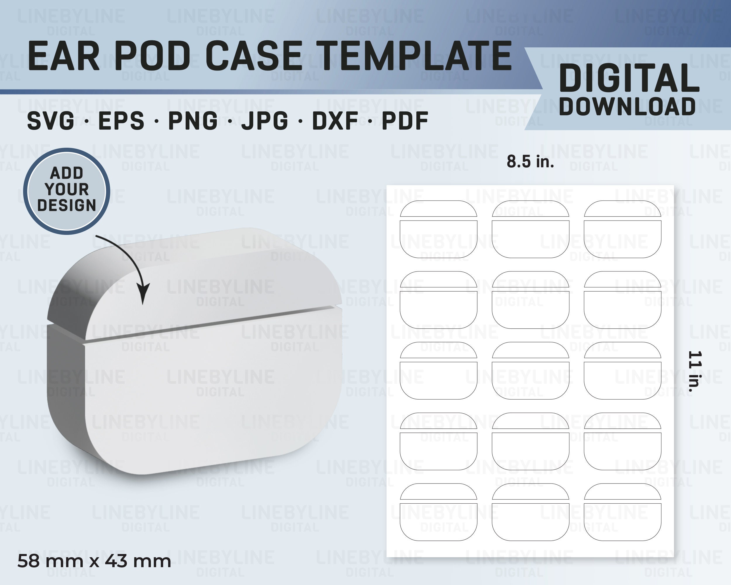 Ear Pod Case Template, Ear Bud Case Template, Air Pod Case Template ...