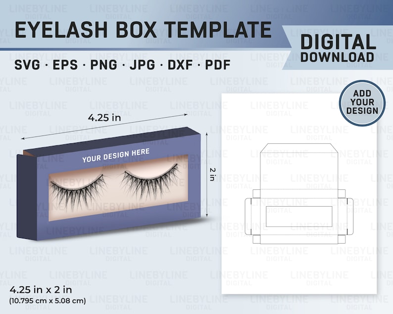 Eyelash Box Template, False Eyelash Box Template, Lash Box Template SVG ...