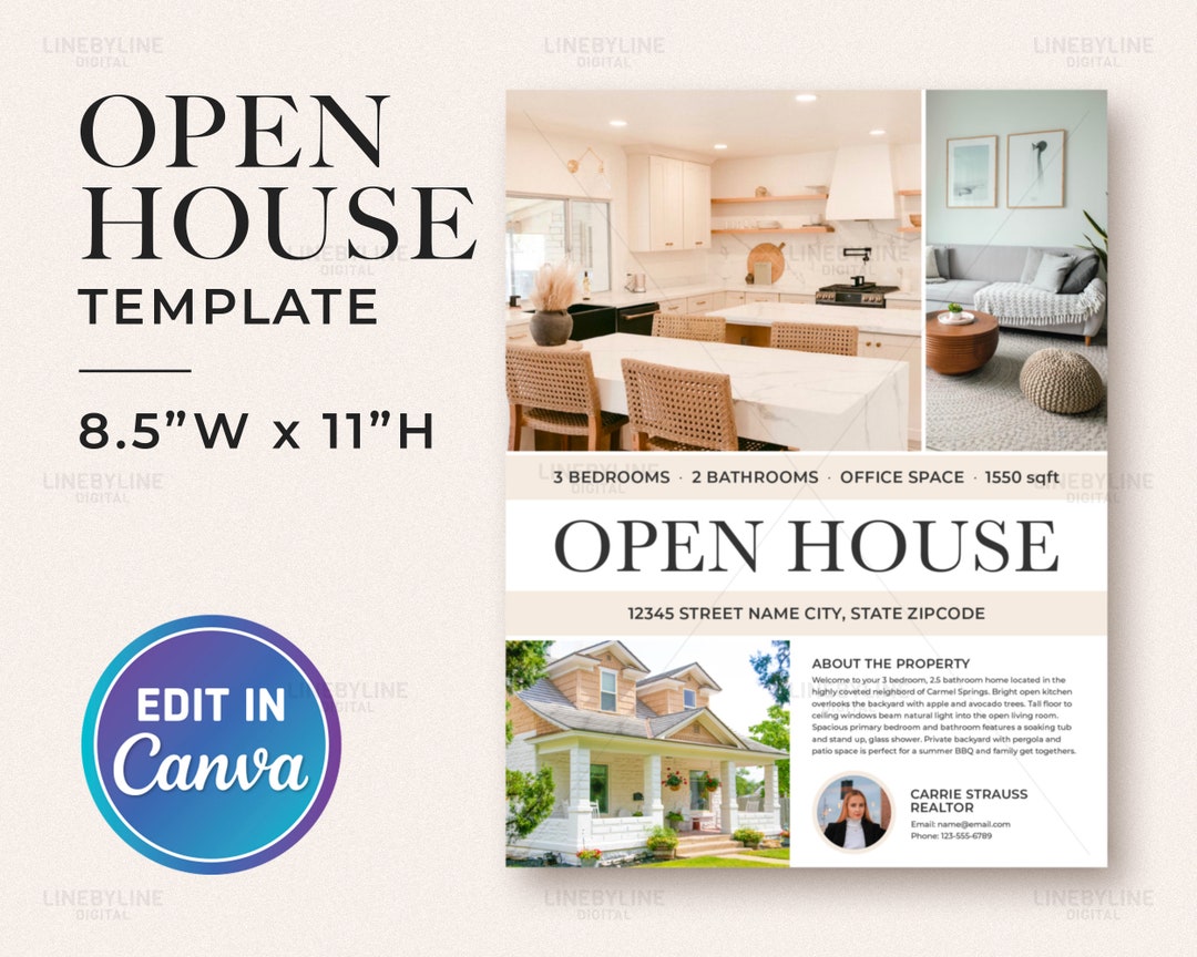 Open House Flyer, Open House Template, Real Estate Template, Real ...