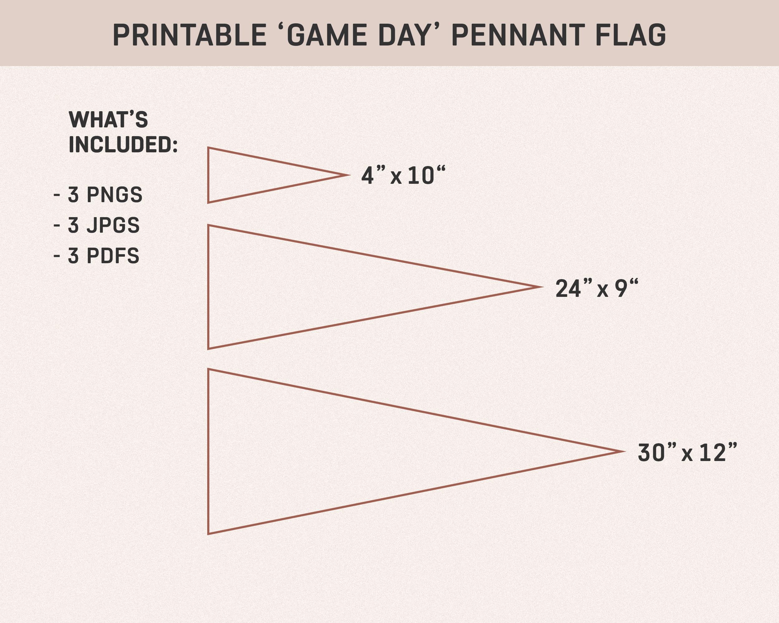 Game Day Pennant Printable, Printable Pennant, Foot Ball Flag, Football ...