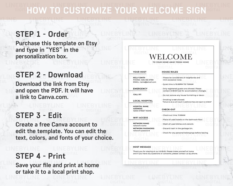 Airbnb Welcome Sign Welcome Sign Template STR Welcome Sign - Etsy