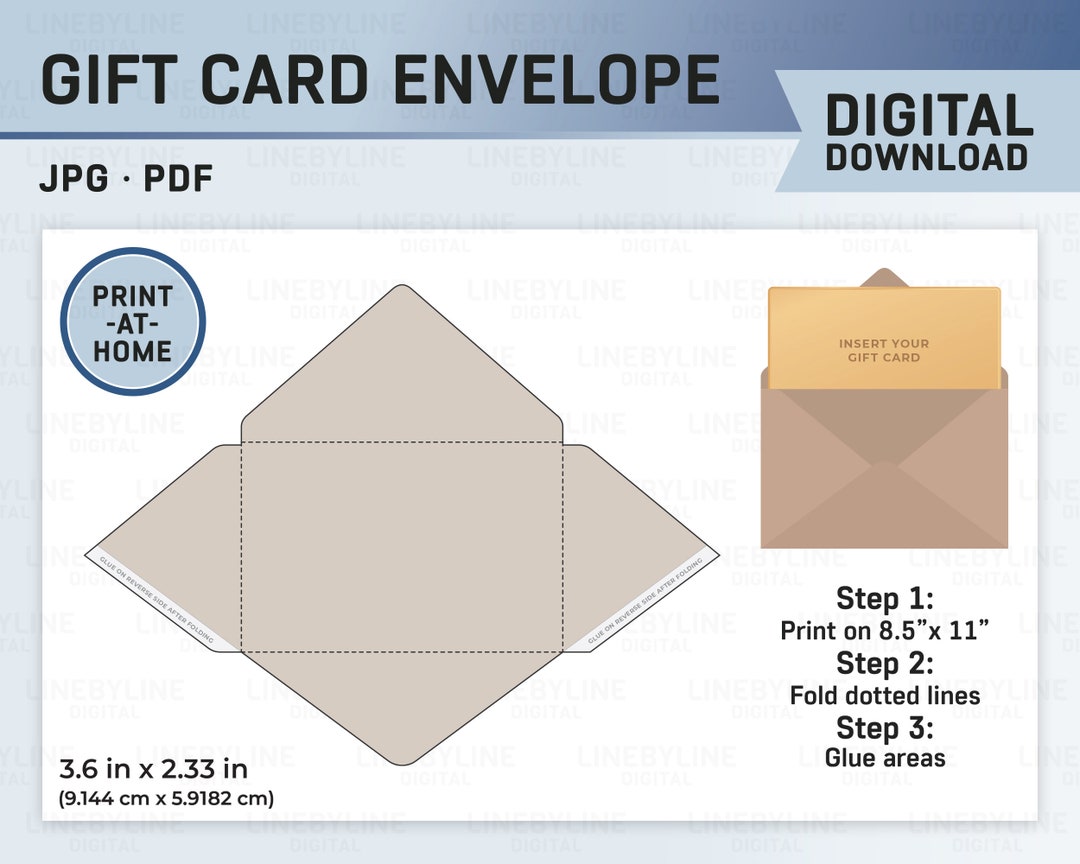 Envelope Template, Gift Card Envelope Template, Gift Card Holder, Print ...