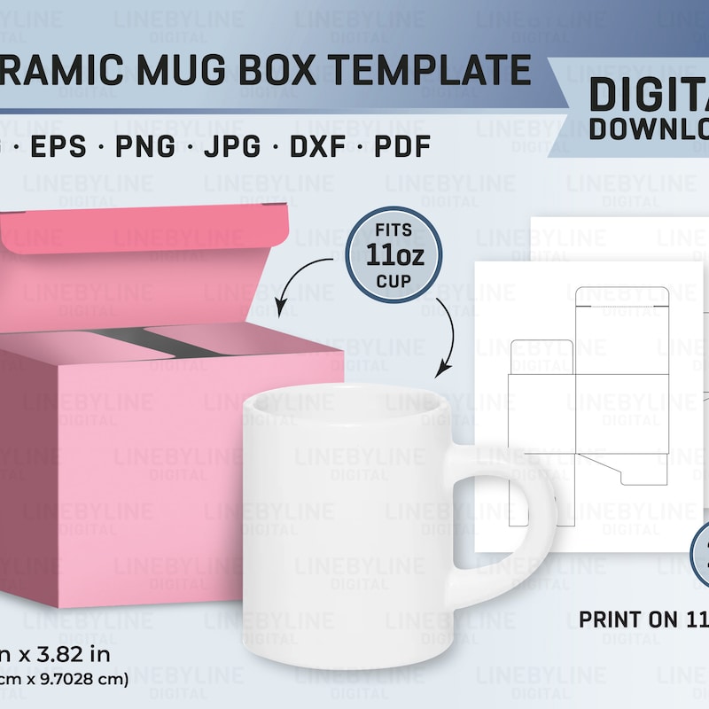 Mug Box Template - Etsy