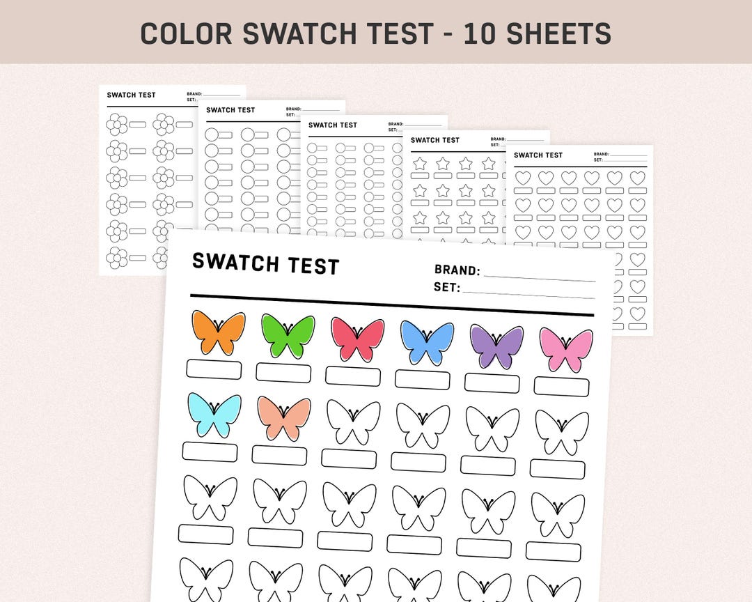 Swatch Test Printable, Marker Test PDF, Color Test Sheets, Swatch Test ...