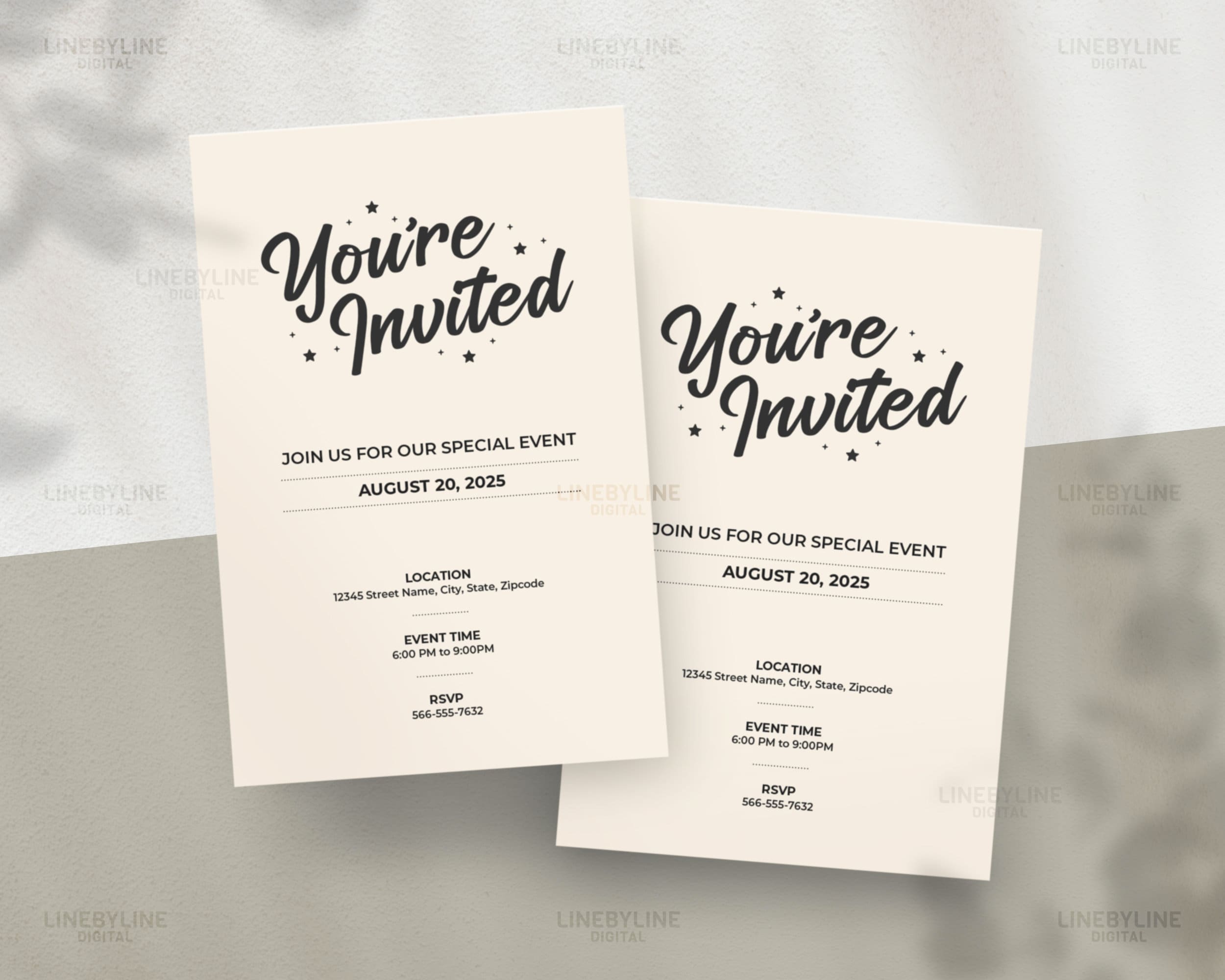 Invite Card Template, Invitation Card Template, Custom Invite Card ...