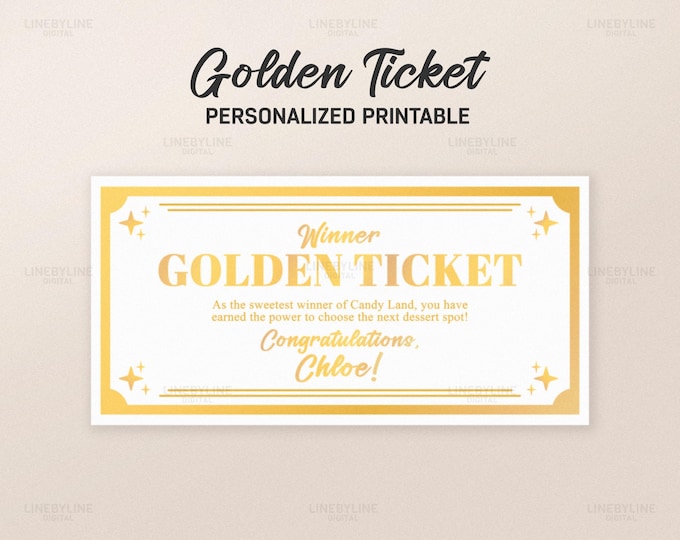 Editable Golden Ticket Gift Voucher Template Printable Golden Ticket ...