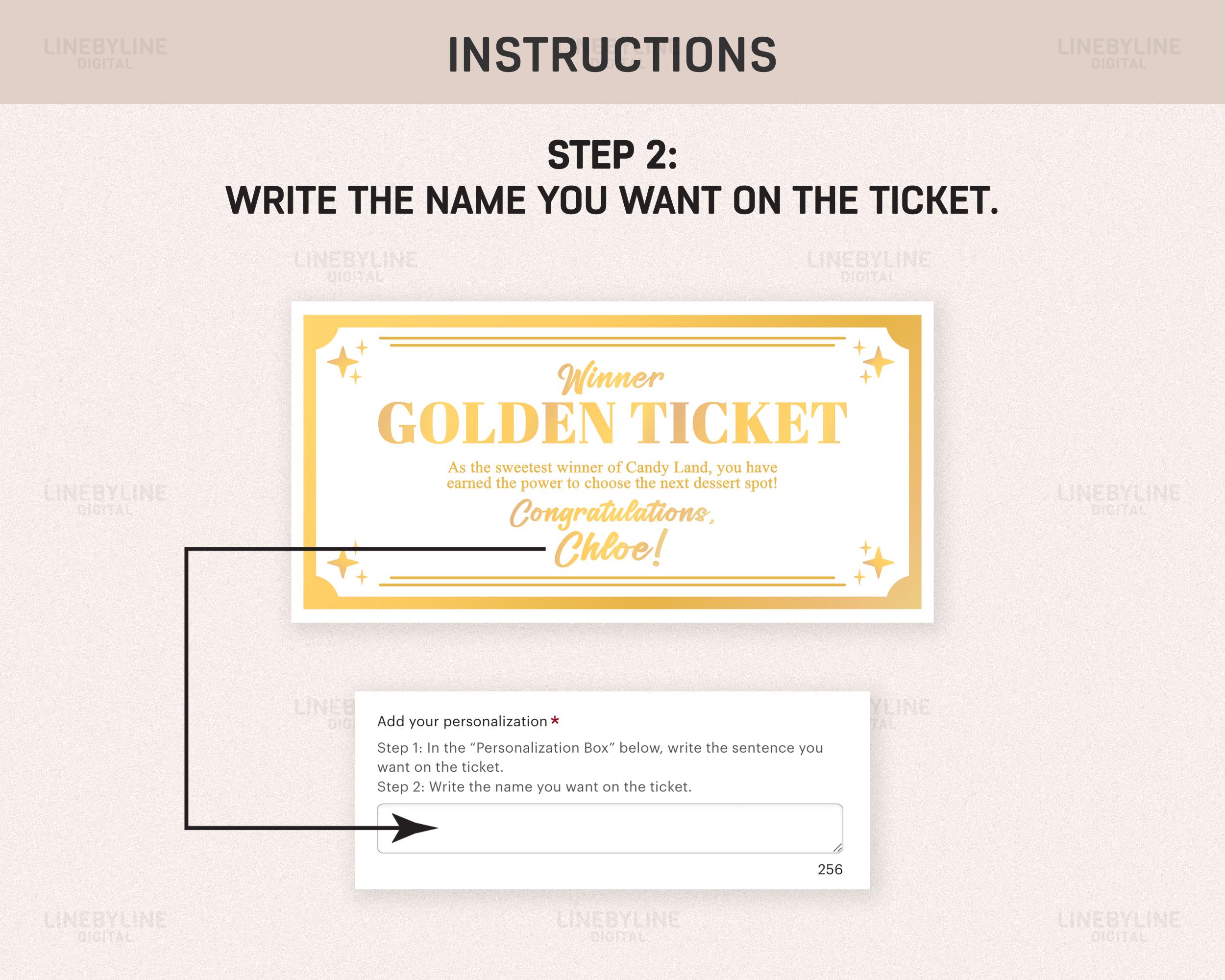 Golden Ticket, Golden Ticket Paper, Golden Ticket Template, Winning ...